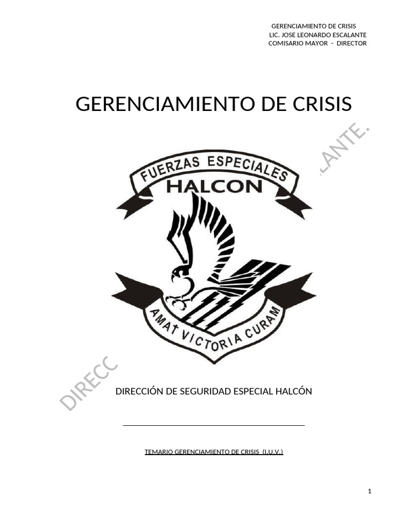 Curso Gerenciamiento en Crisis y Guia de Actuación de Halcón. | PDF