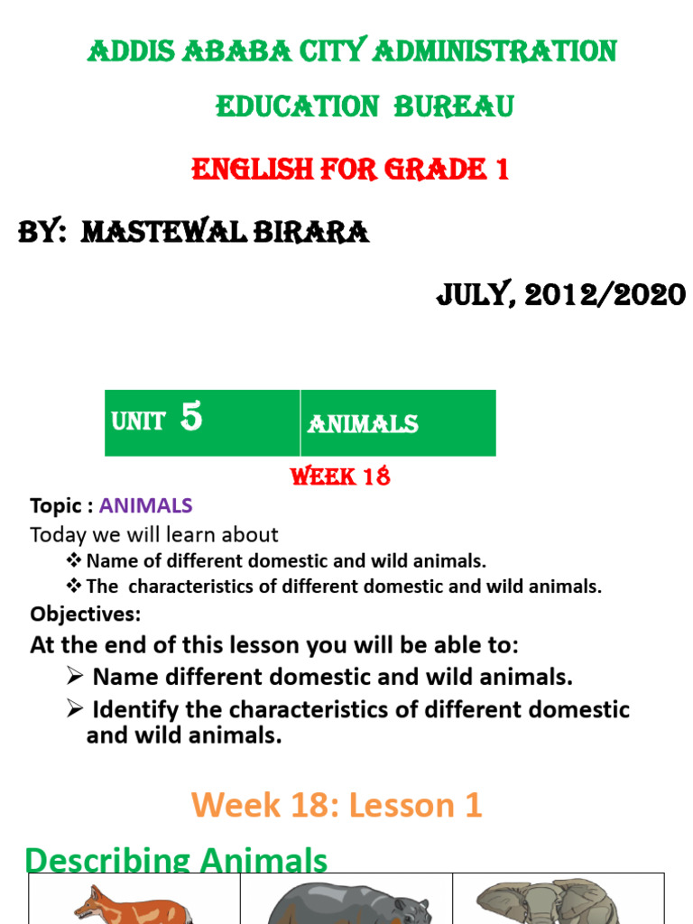 English For Grade 1 Week 18 (Lesson 1, 2 & 3) | PDF
