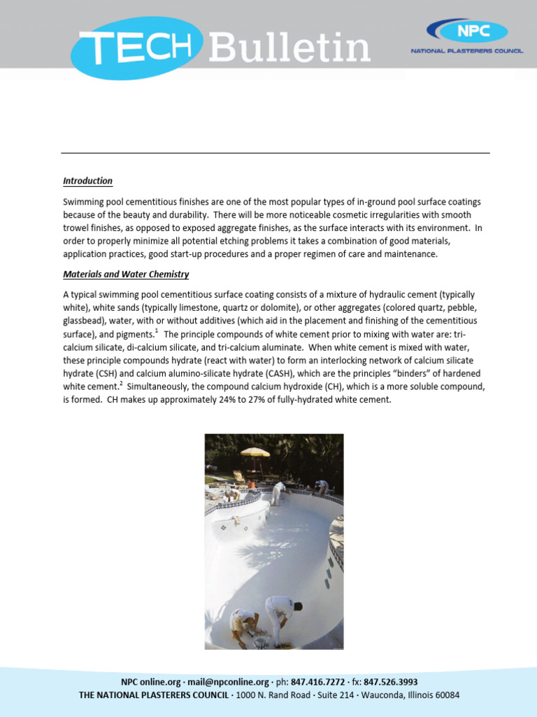 Technical Bulletin 3 - Swimm | PDF | Cement | Home & Garden