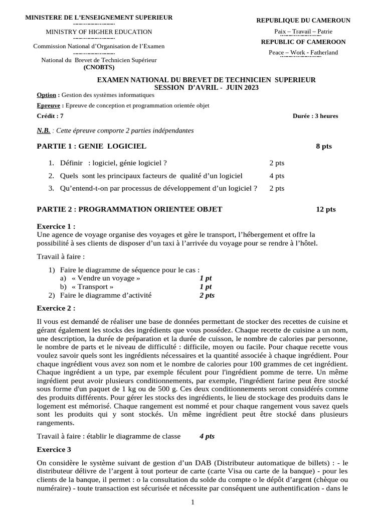 Sujet1 CONCEPT POO GSI BTS 2023 | PDF