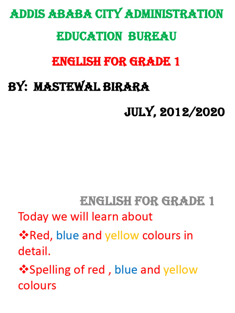 English For Grade 1 Week 17 (Lesson 1, 2, & 3) | PDF