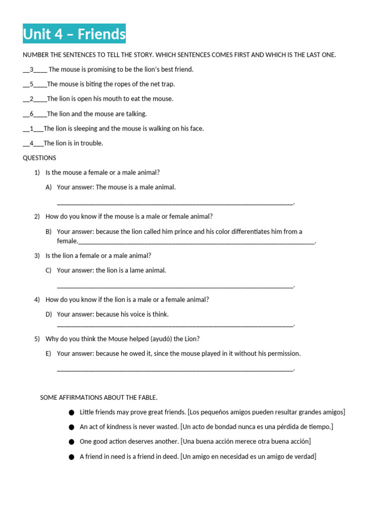 The Lion and The Mouse PDF | PDF