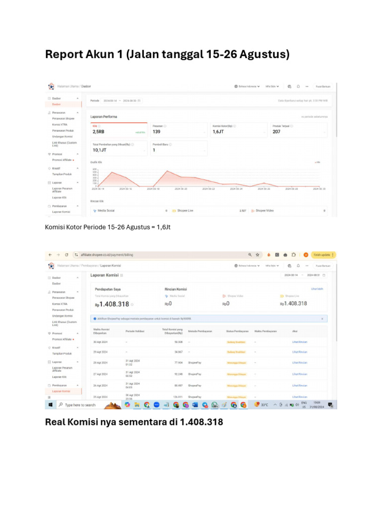 Report Live 15-30 Ags | PDF