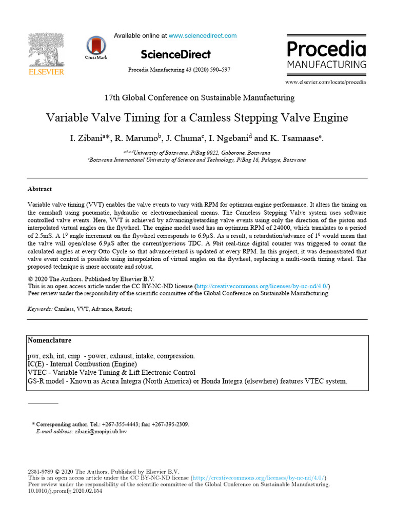 Variable Valve Timing For A Camless Step | PDF