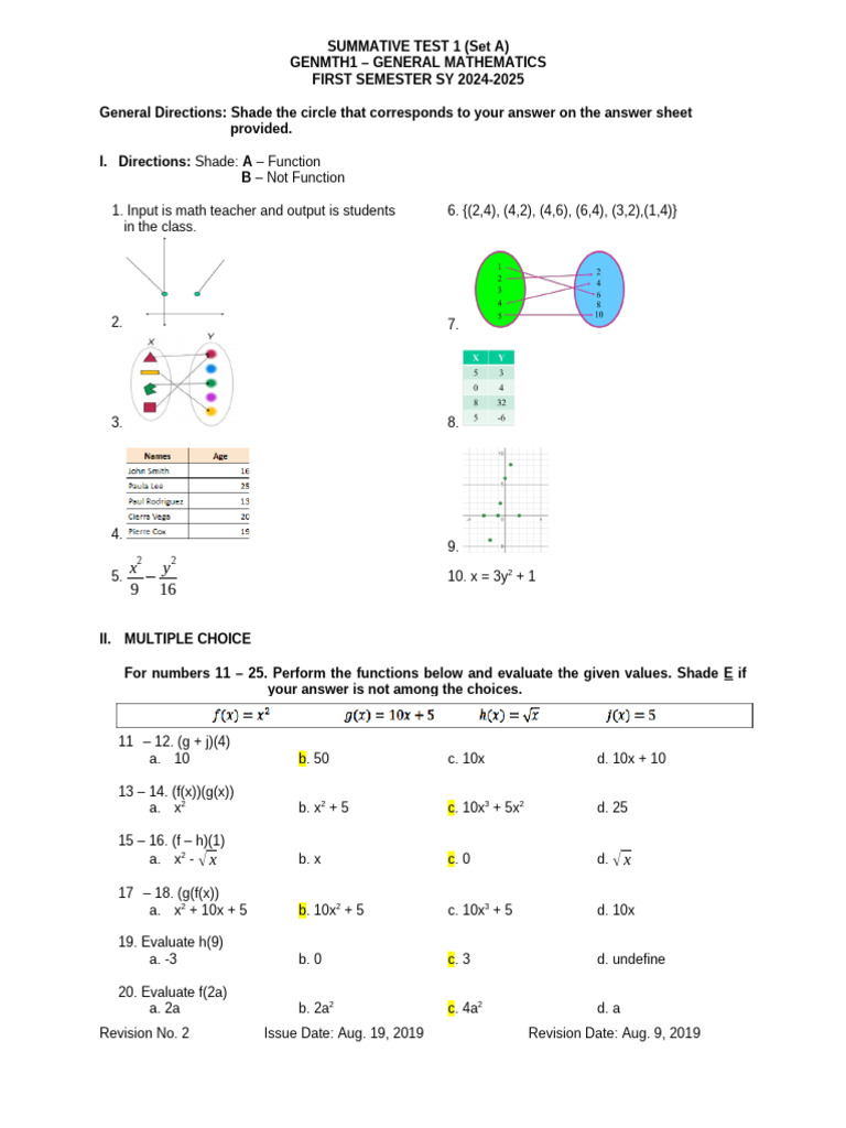 Summative Test Set A | PDF