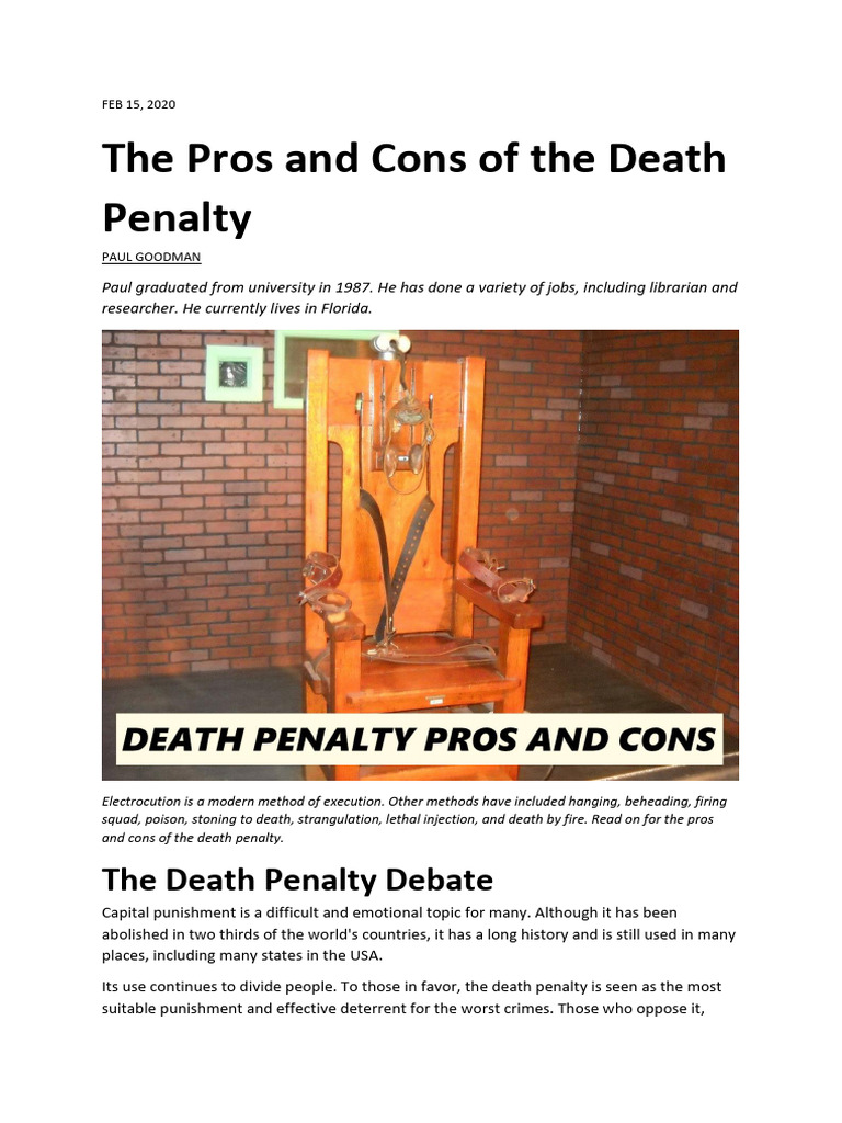 The Pros and Cons of The Death Penalty | PDF | Capital Punishment | Politics