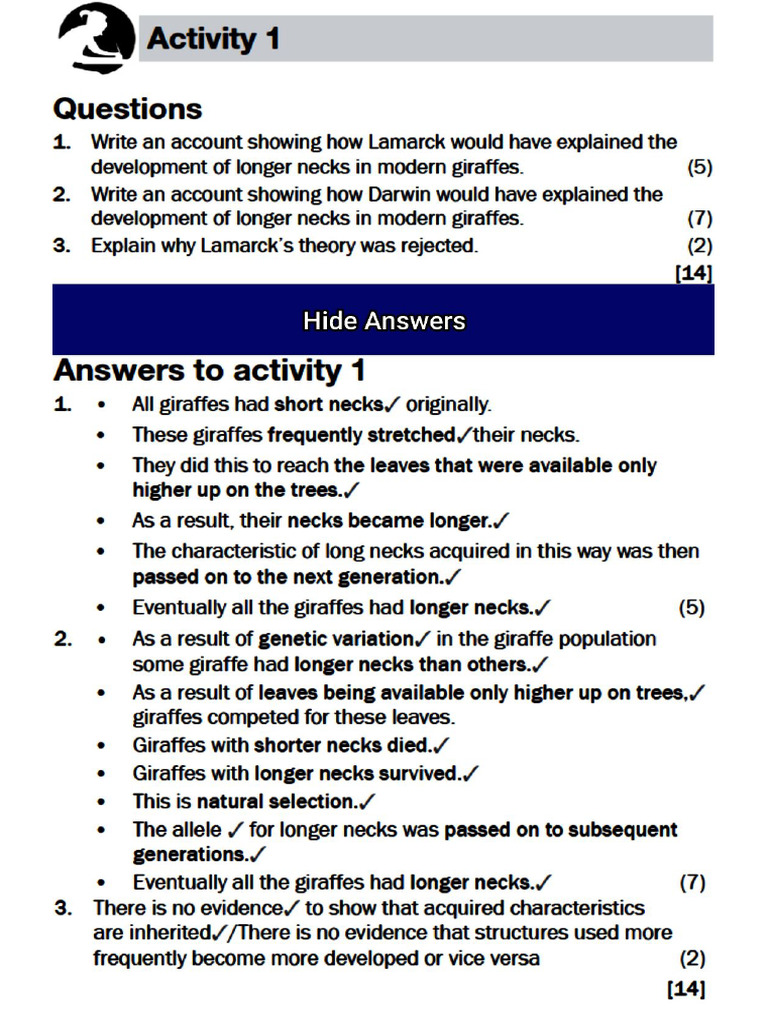 Evolution Activities and Answers | PDF