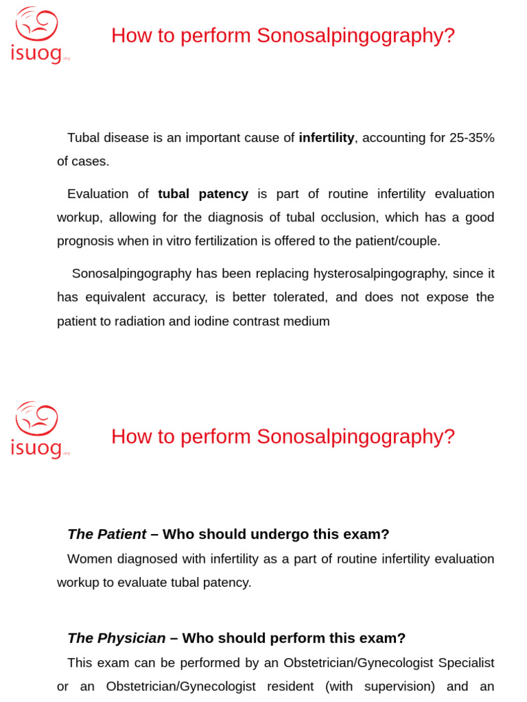 How To Perform Sonosalpingography | PDF