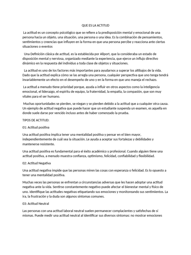 Tipos de Actitud y Aptitud | PDF