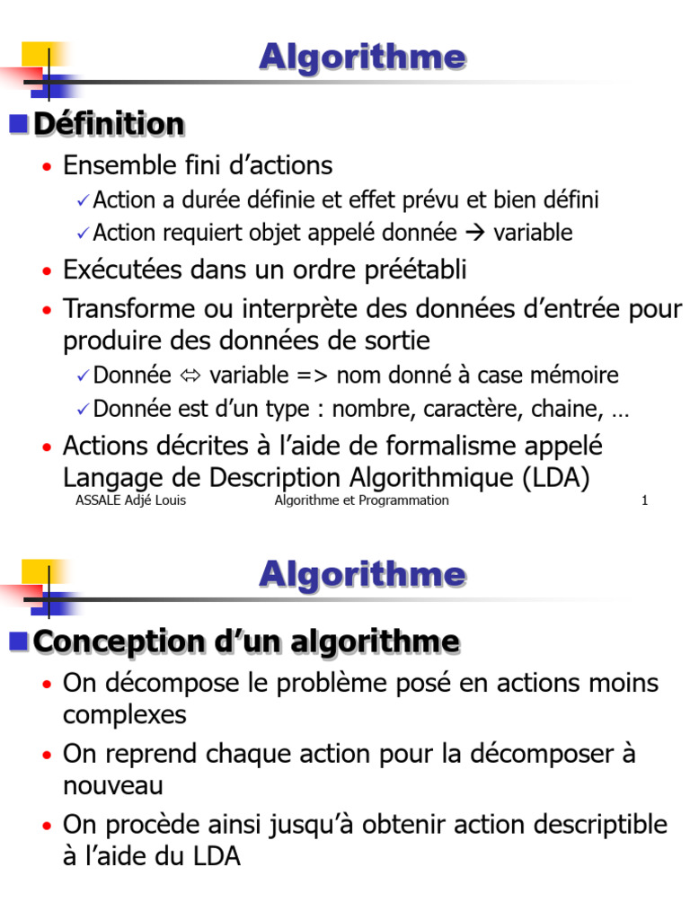 Algorithme-Programmation1 Base | PDF