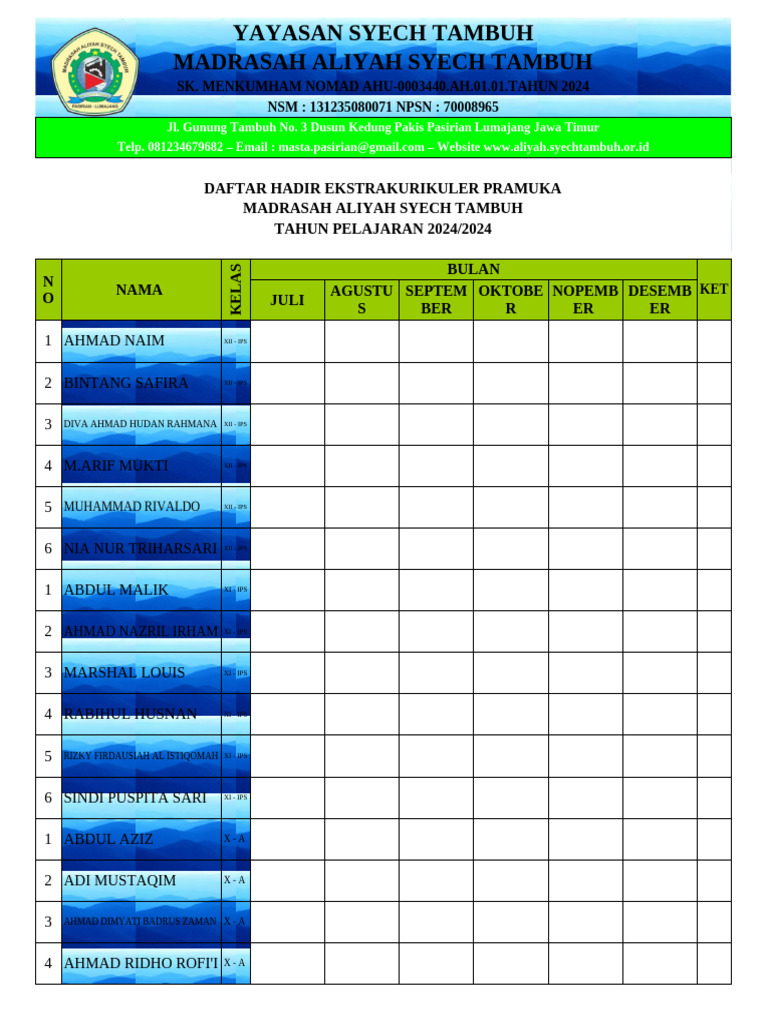 10 Absensi Ekstra | PDF