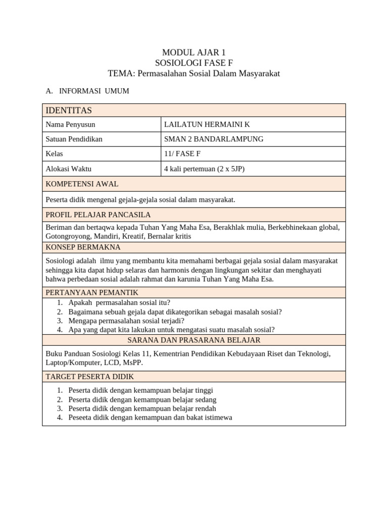 Modul Ajar 1 - F11 - 24 | PDF