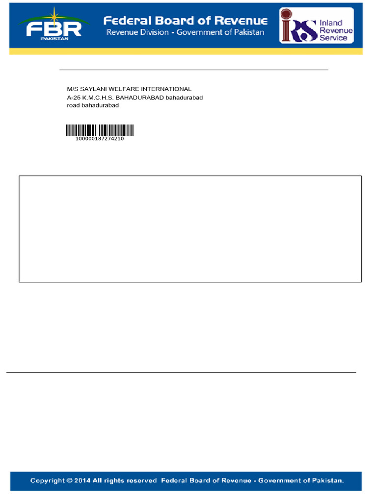 Saylani Welfare International Trust Tax Exemption Certificate Fbr Pakistan 2024 | PDF