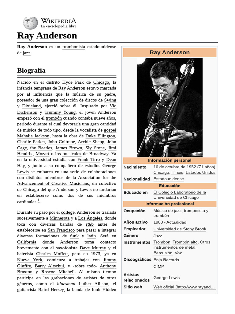 Ray Anderson | PDF | Jazz | Art