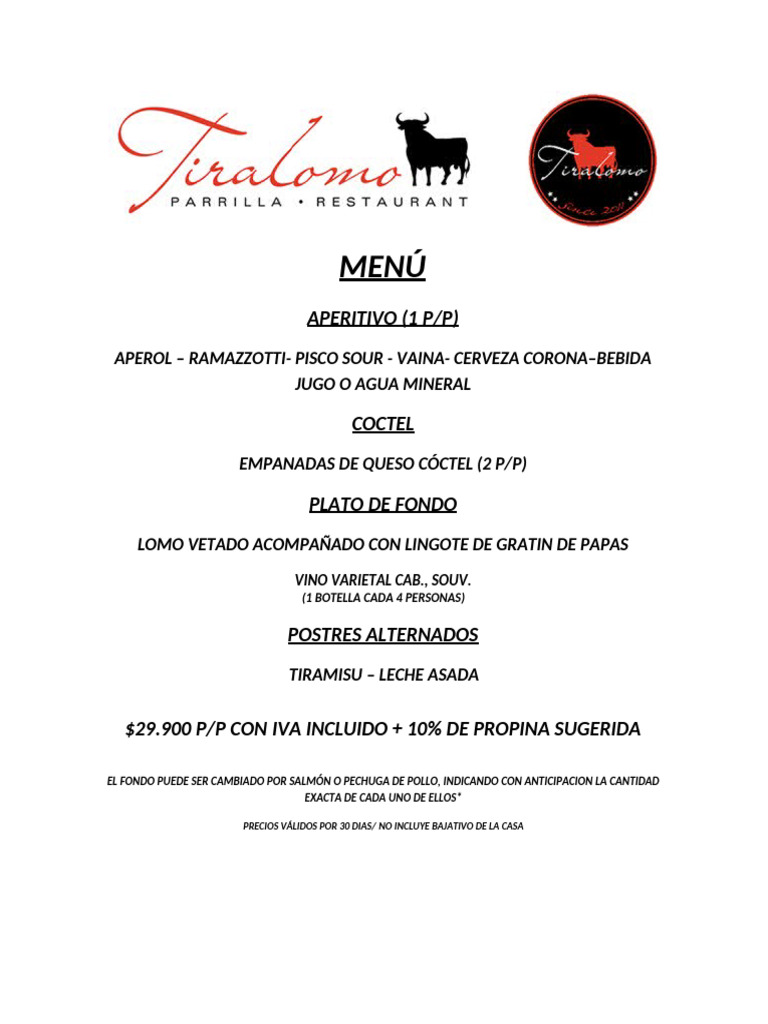 Menu Lomo.v .$ 29.900 | PDF