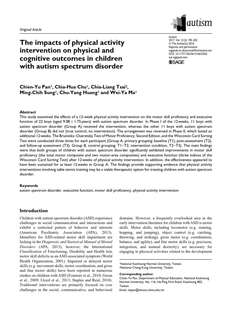 The Impacts of Physical Activity Intervention On Physical and Cognitive ...