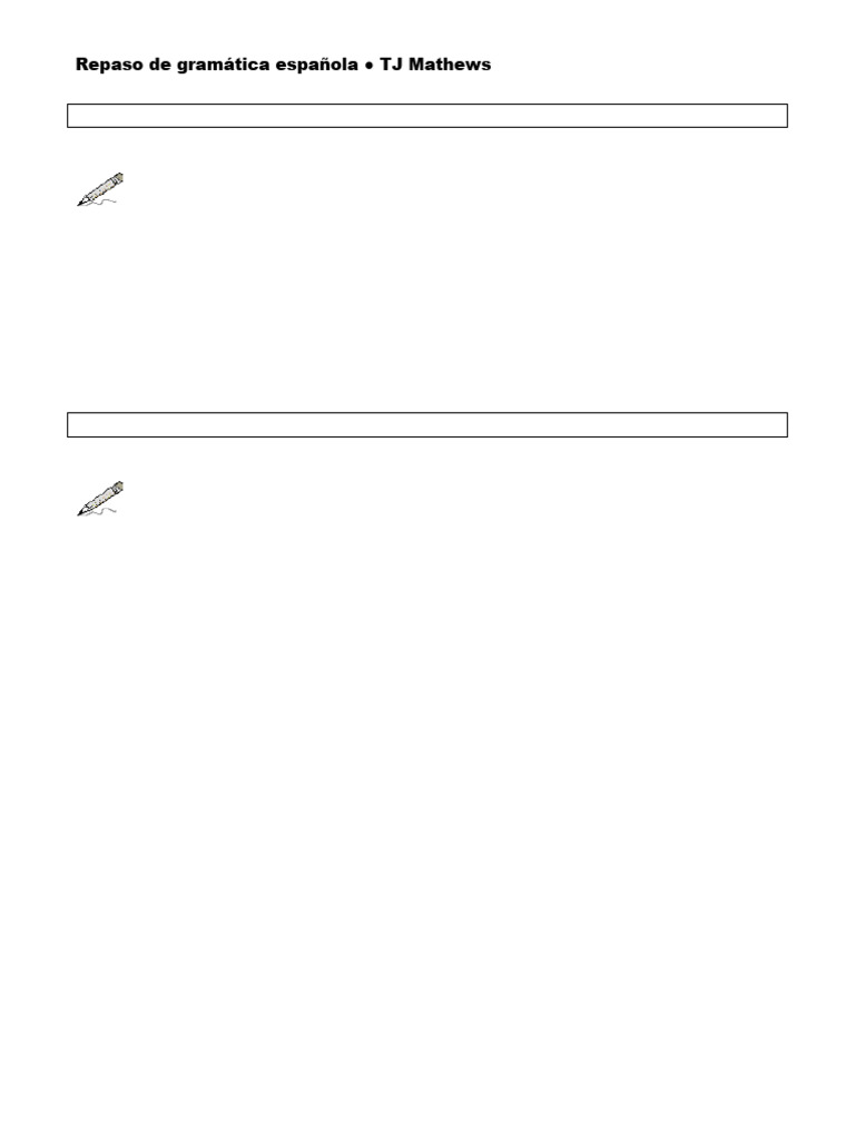 Parte 2 Repaso de La Gramática Española, Ejercicios y Contextos Autor ...