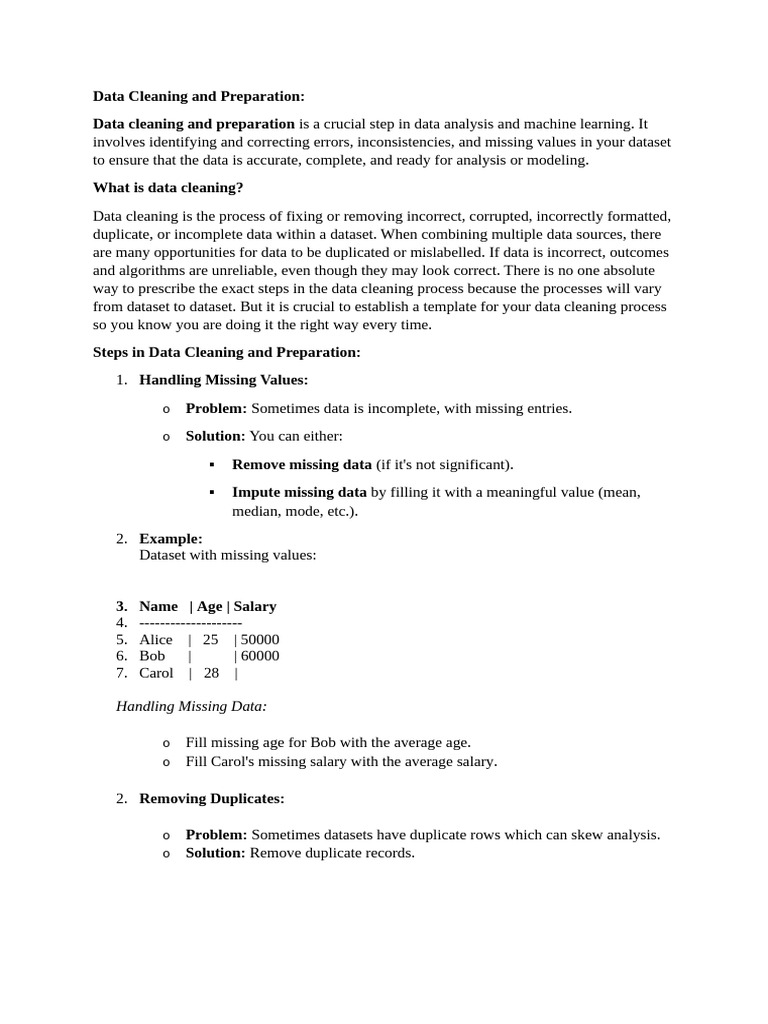 Data Cleaning and Preparation | PDF