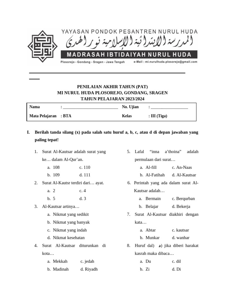 Pat Bta KLS 3 TH 22.23 | PDF