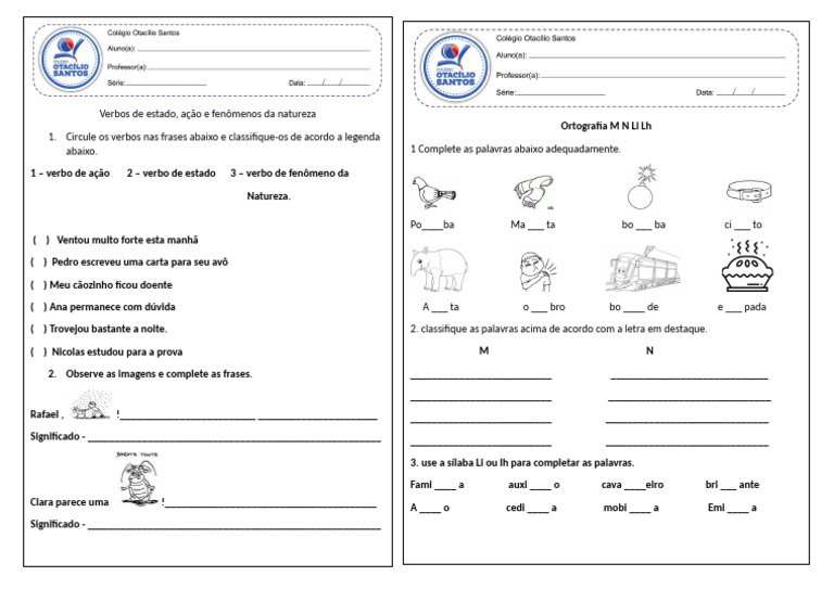 Atividade de Português - Verbos | PDF