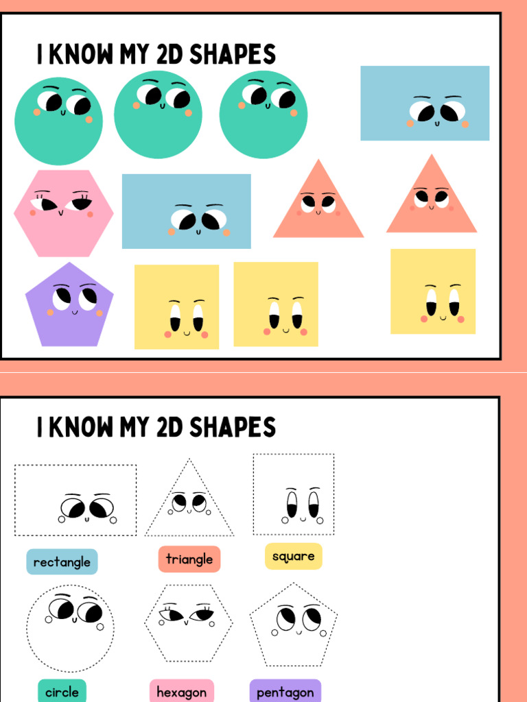 Colorful I Know My 2D Shapes Math Worksheet | PDF