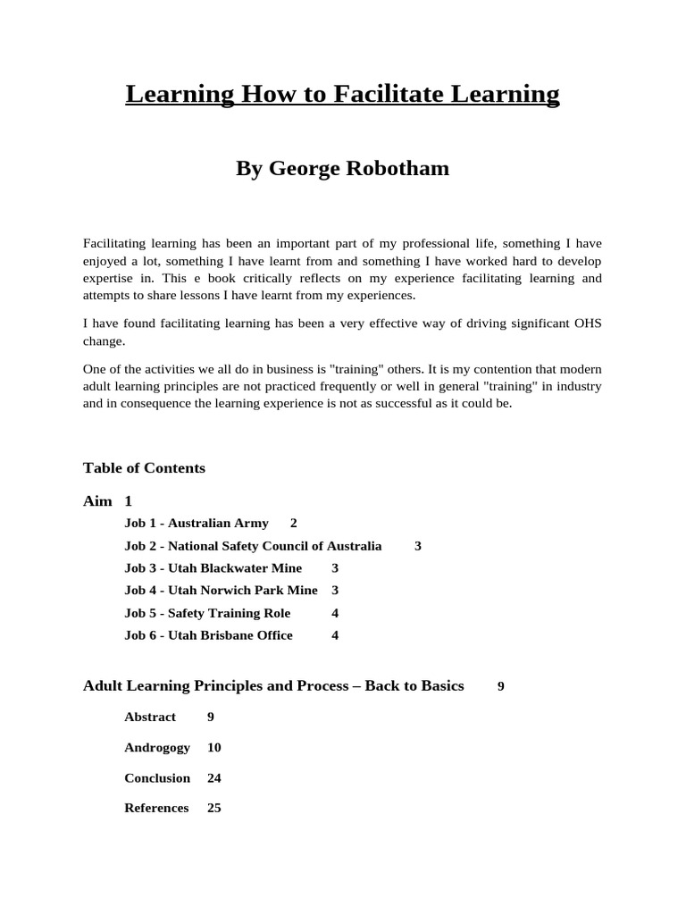 Learning How To Facilitate Learning | PDF