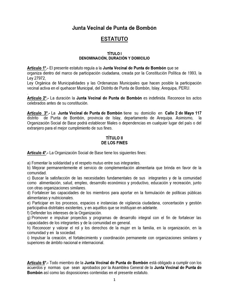 Estatutos de la JVPB | PDF