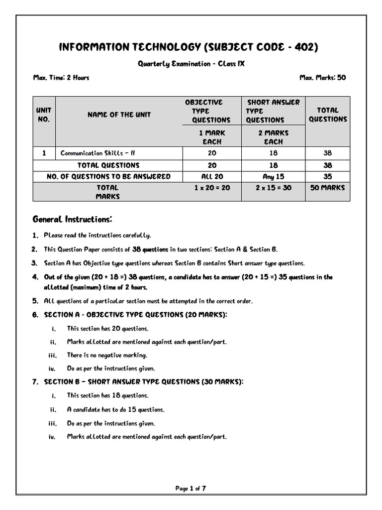 402 Information Tech QP | PDF | Communication | Linguistic Typology