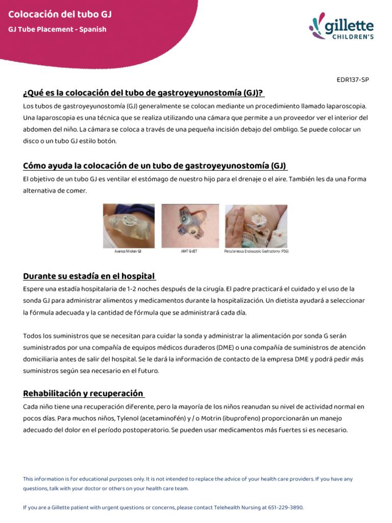 GJ Tube Placement - Spanish | PDF