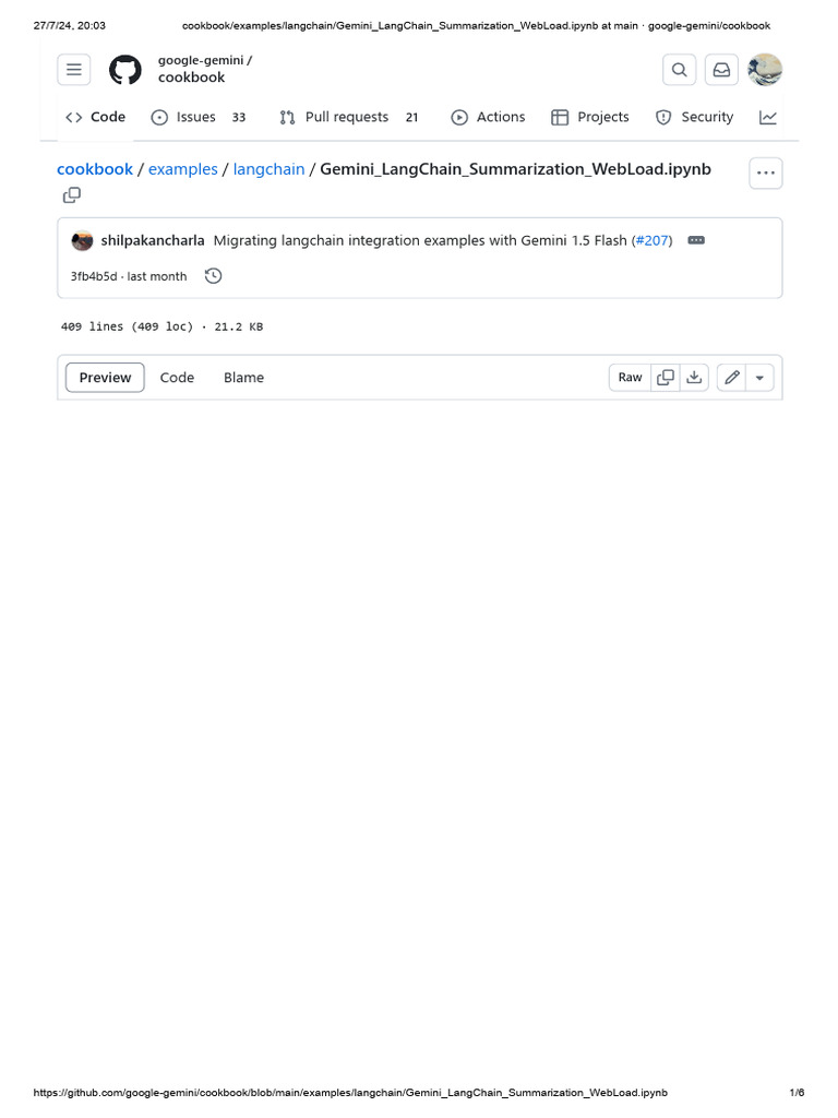 Cookbook Examples Langchain Gemini LangChain Summarization WebLoad ... Cookbook Examples Langchain Gemini LangChain Summarization WebLoad ...