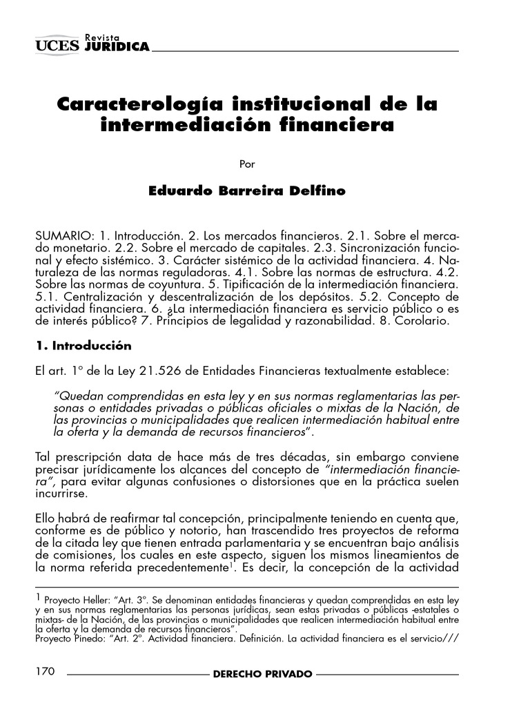 Caracterización Del Sistema Financiero Barreira Delfino | PDF