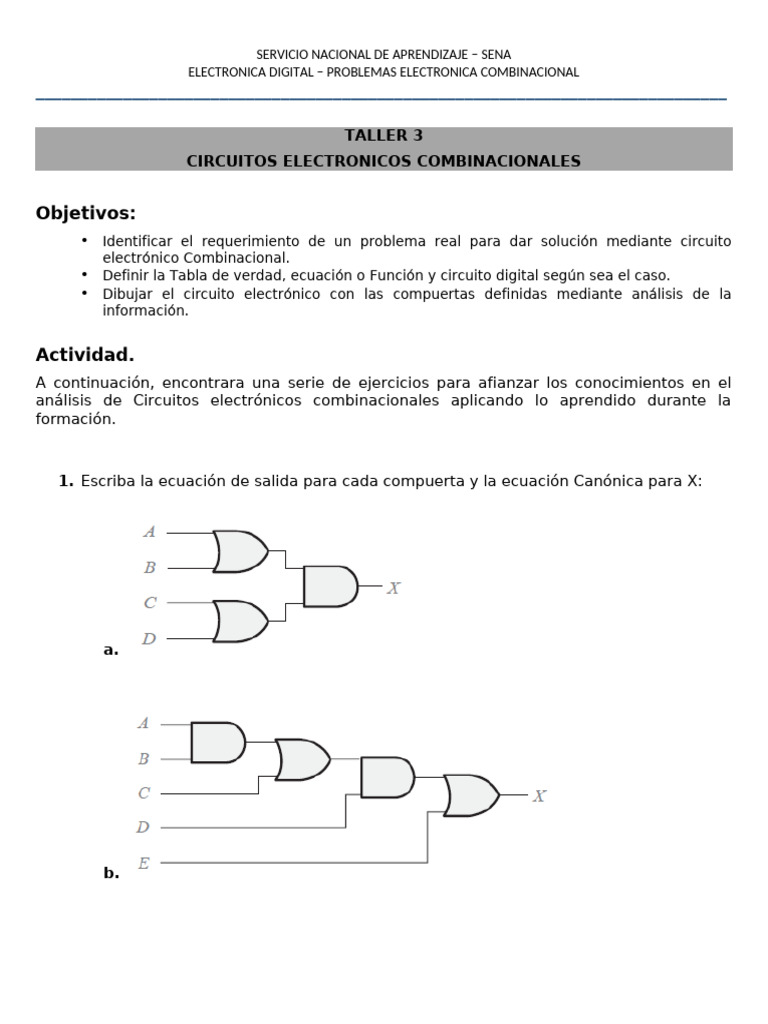Taller 3 - Circuitos Combinacionales | PDF
