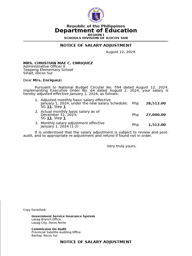 TEPPENG-Notice-of-Salary-Adjustment-NOSA 2024 | PDF | Public ...