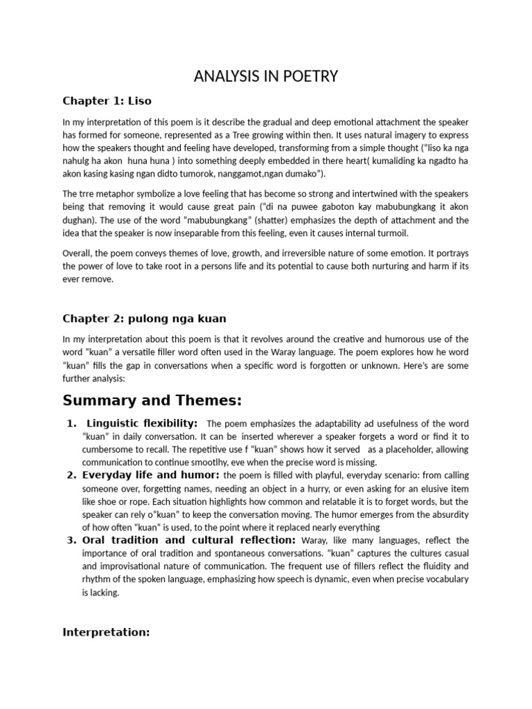 Fully Complete Poetry Analysis | PDF | Communication | Poetry