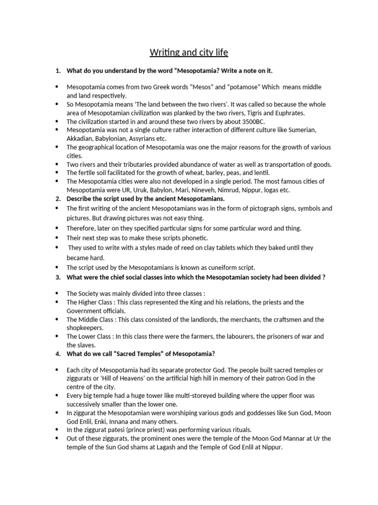 Writing and City Life | PDF