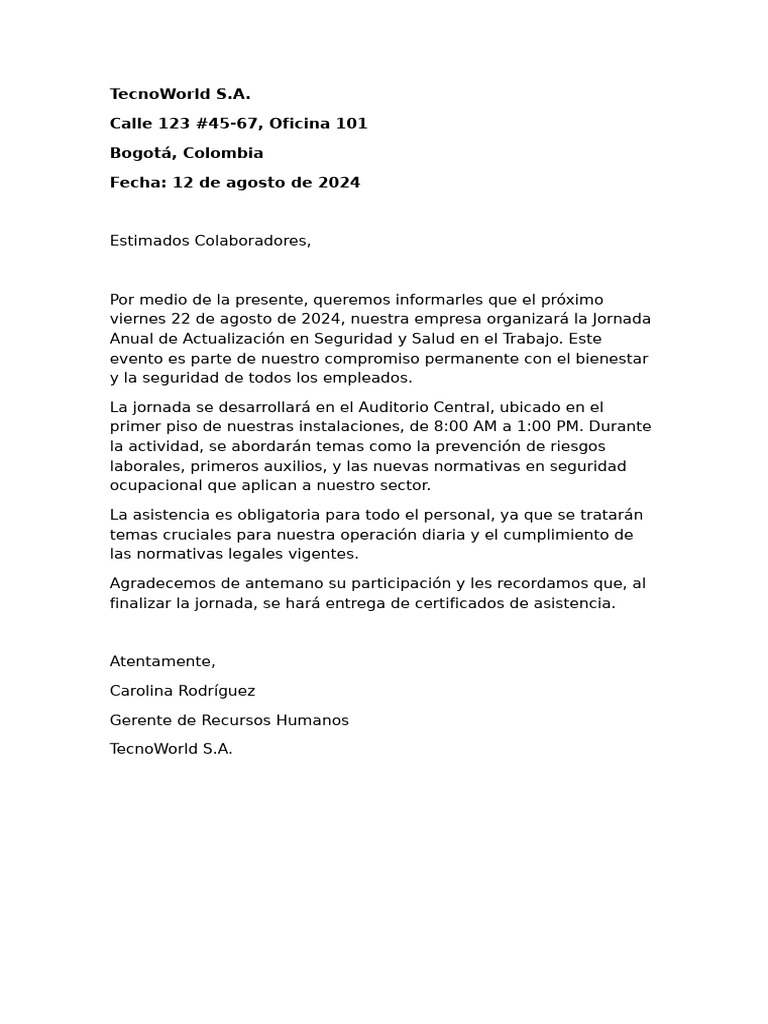 Carta Informativa | PDF | Negocios