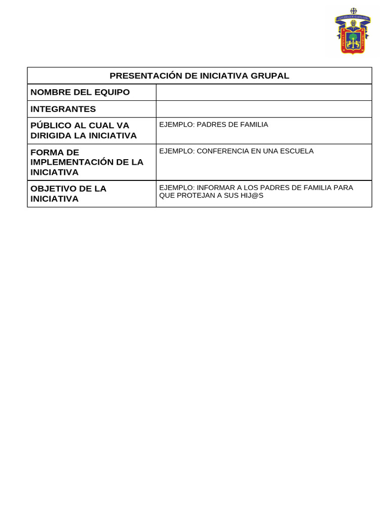 Formato de Creacion de Iniciativa Grupal | PDF