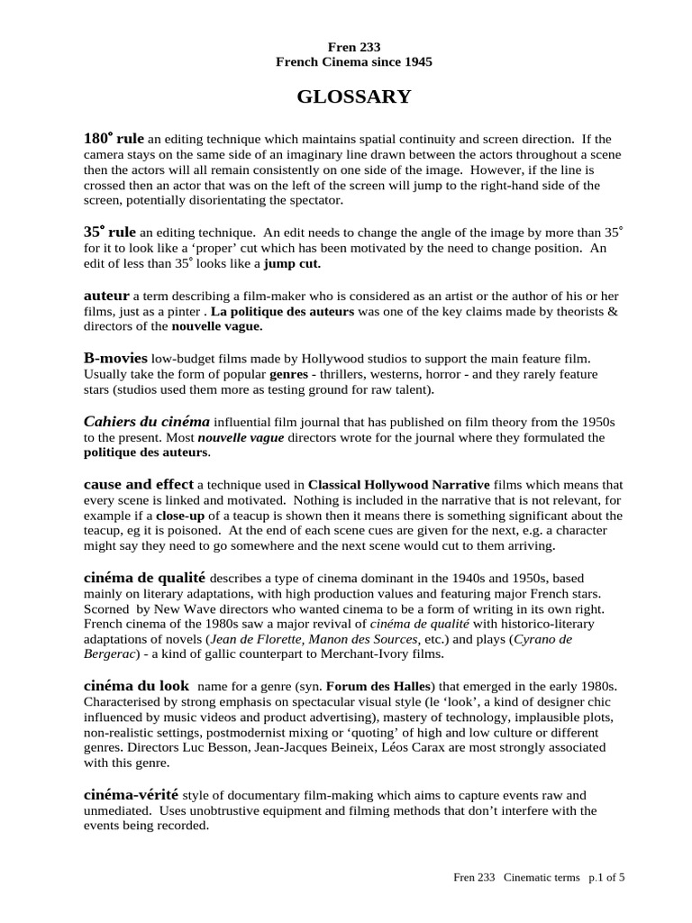 233 cinematic terms | PDF