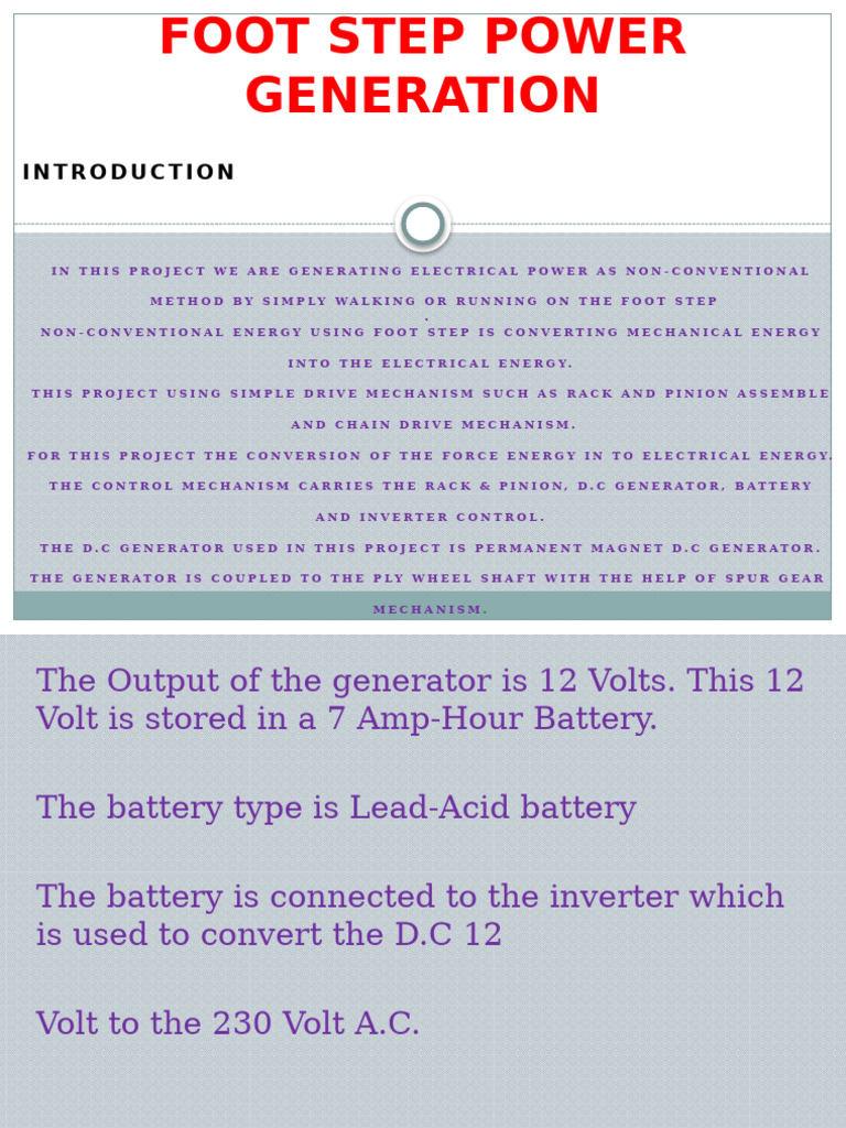 Foot Step Power Generation | PDF