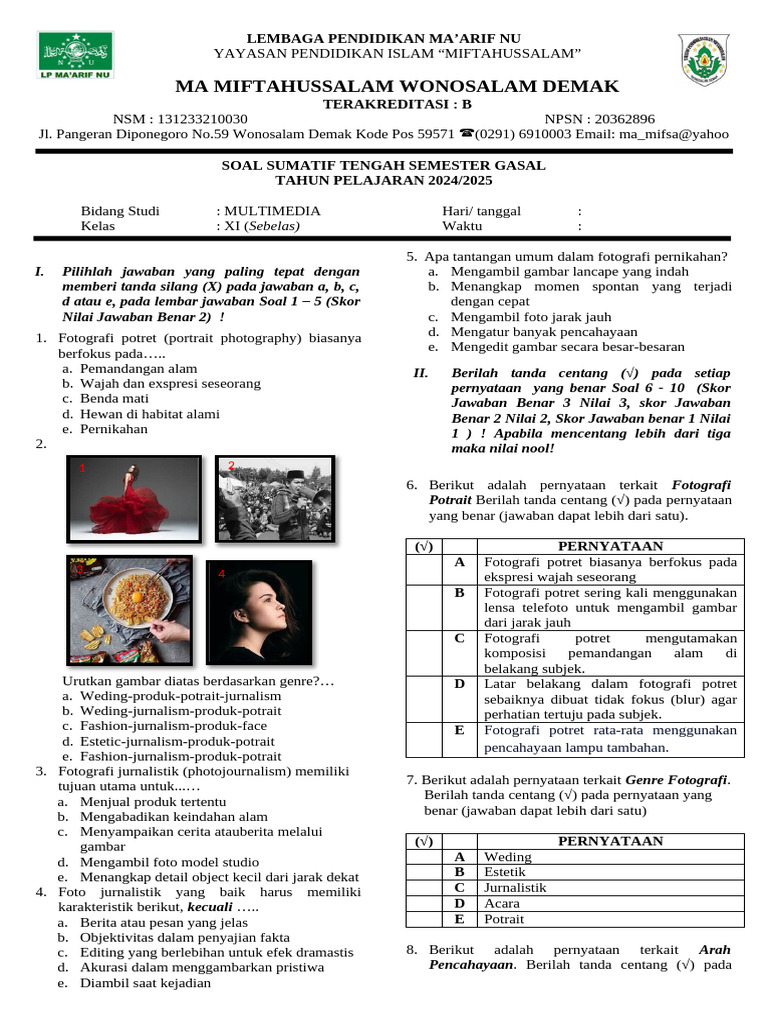 STS 1 ganjil 2024 KELAS XI | PDF