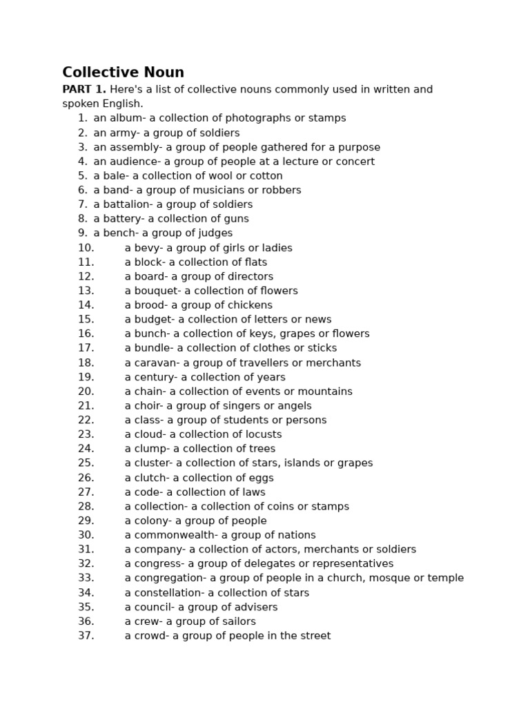 Appendix A Collective Nouns | PDF