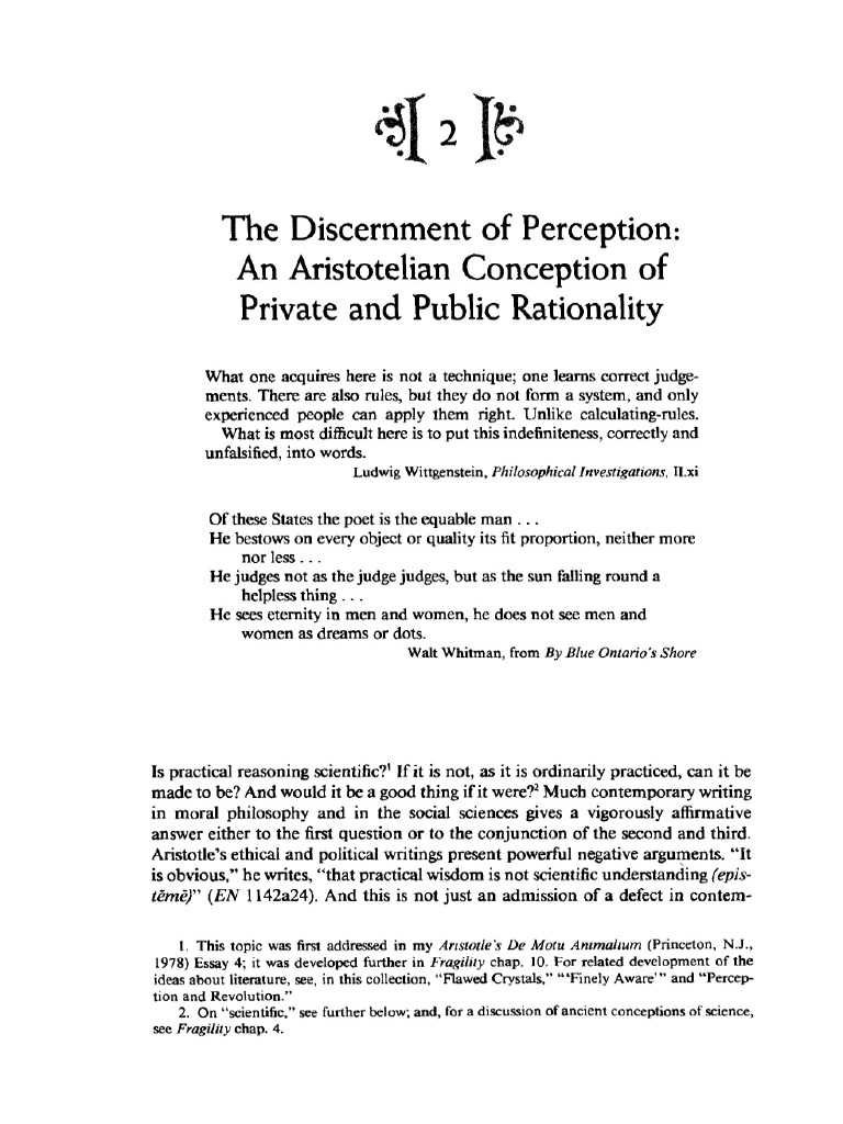 Nussbaum The Discernment of Perception | PDF