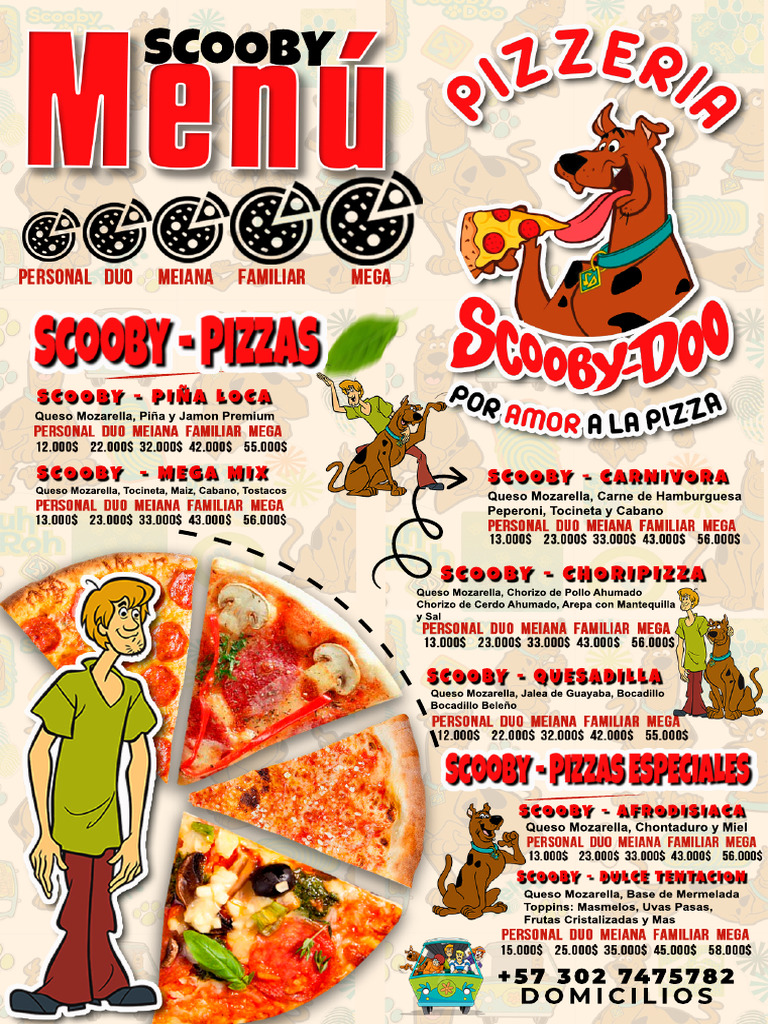 Menu Pizzeria Scooby | PDF