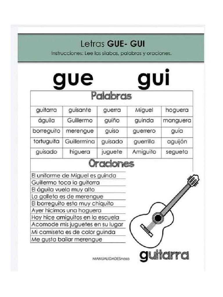 PALABRAS CON GUE Y GUI | PDF