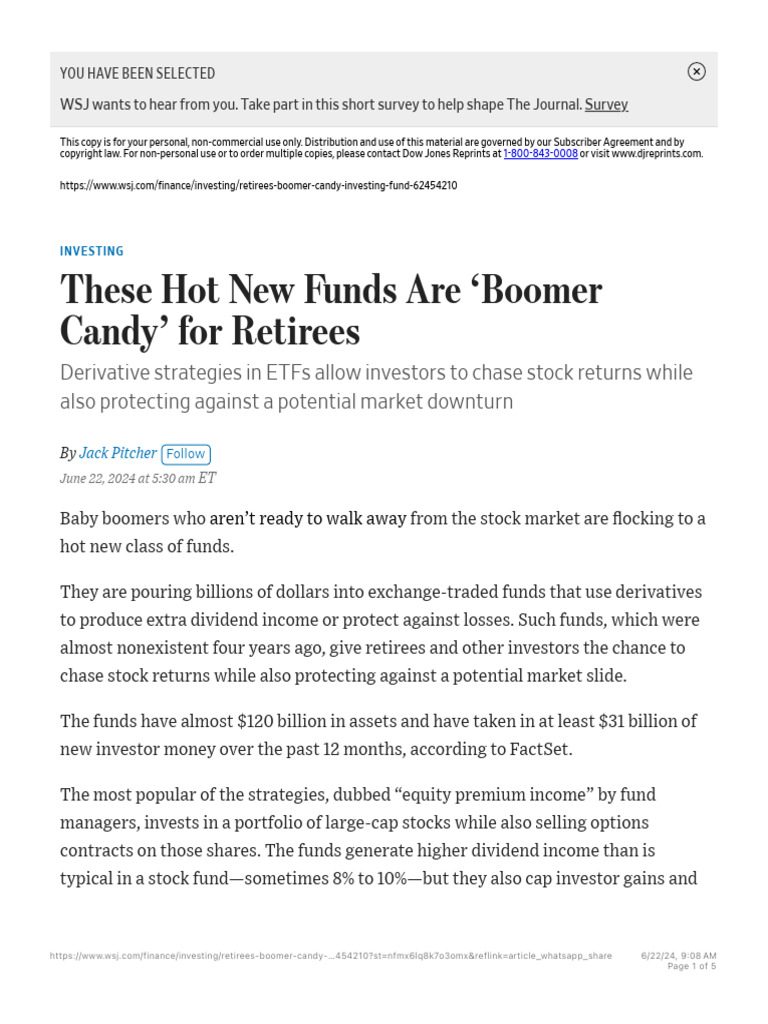 These Hot New Funds Are Boomer Candy' For Retirees - WSJ | PDF