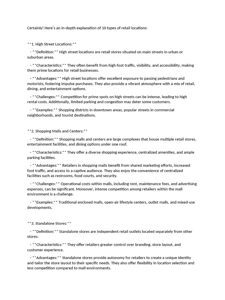 Types of Retail Locations | PDF | Retail | Online Shopping