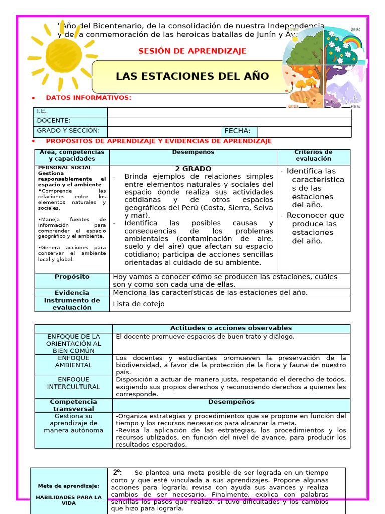 2º U6 S2 SESION D1 PS LAS ESTACIONES DEL AÑO | PDF 2º U6 S2 SESION D1 PS LAS ESTACIONES DEL AÑO | PDF