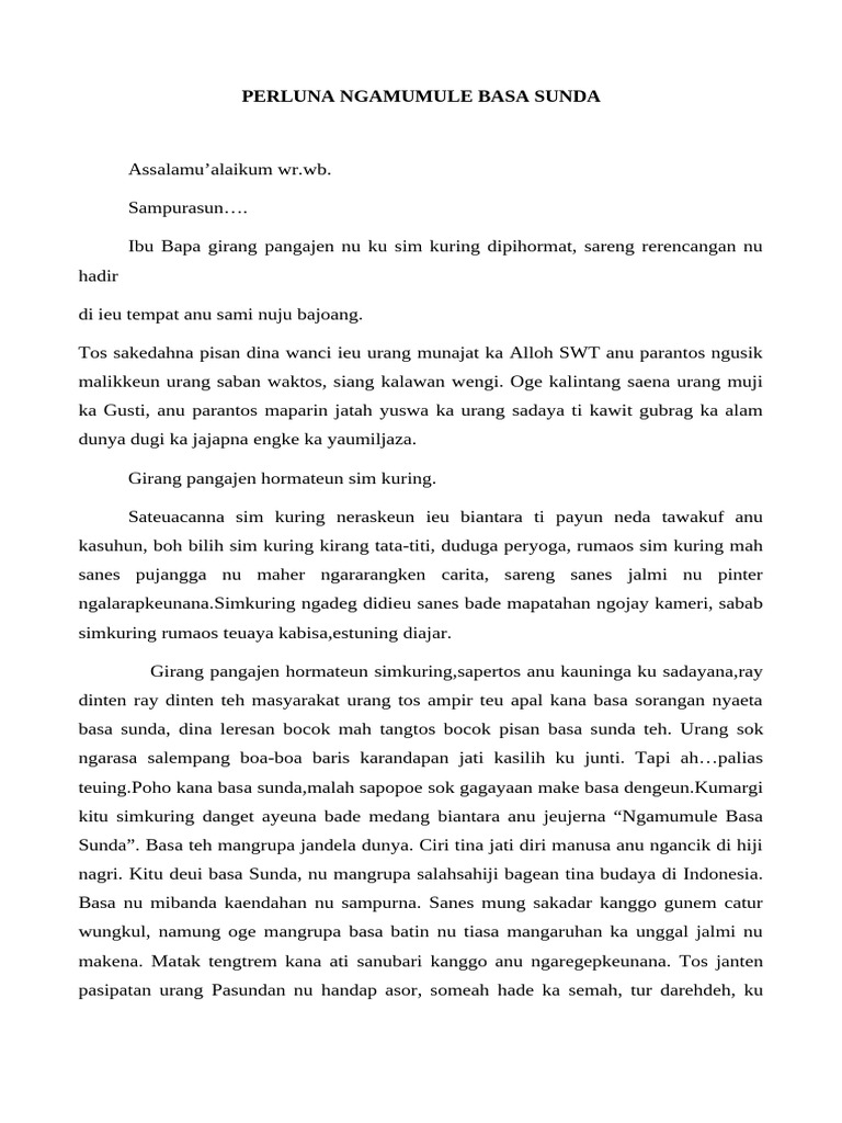 PIDATO PERLUNA NGAMUMULE BASA SUNDA | PDF