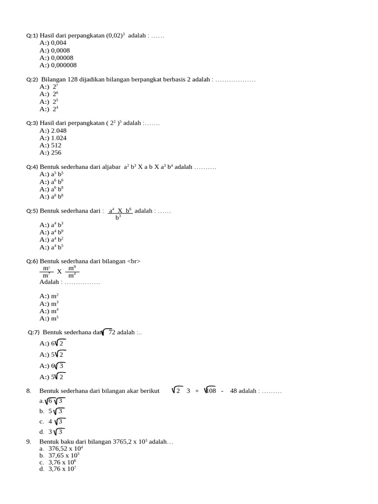 SOAL Matematika 9 2023-2024 | PDF