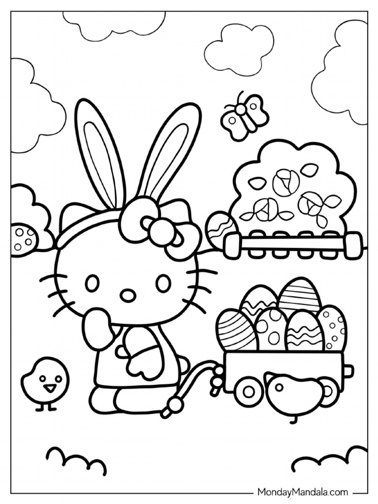 Hello-Kitty-Collecting-Easter-Eggs-Coloring-Sheet | PDF